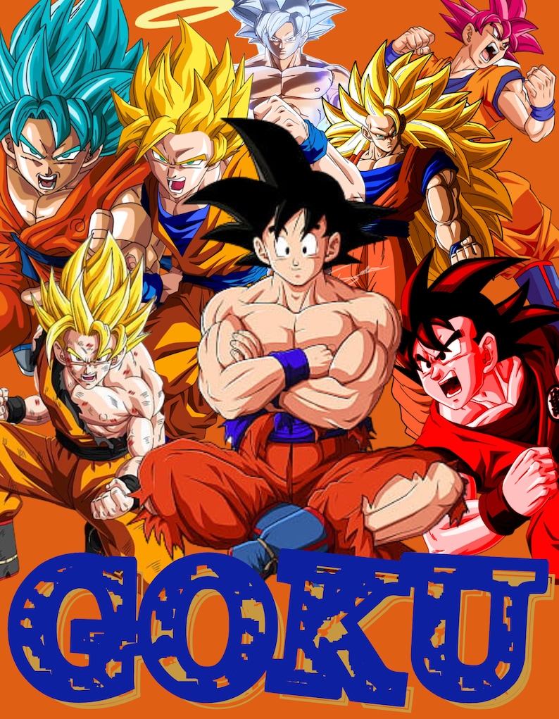 Goku Digital Wallpaper DBZ Group PNG para cumpleaños, regalos, fiestas ...