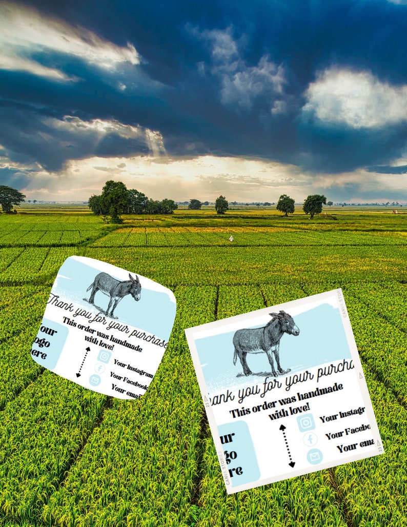 Donkey Thank You Card Template Editable With Canva - Etsy