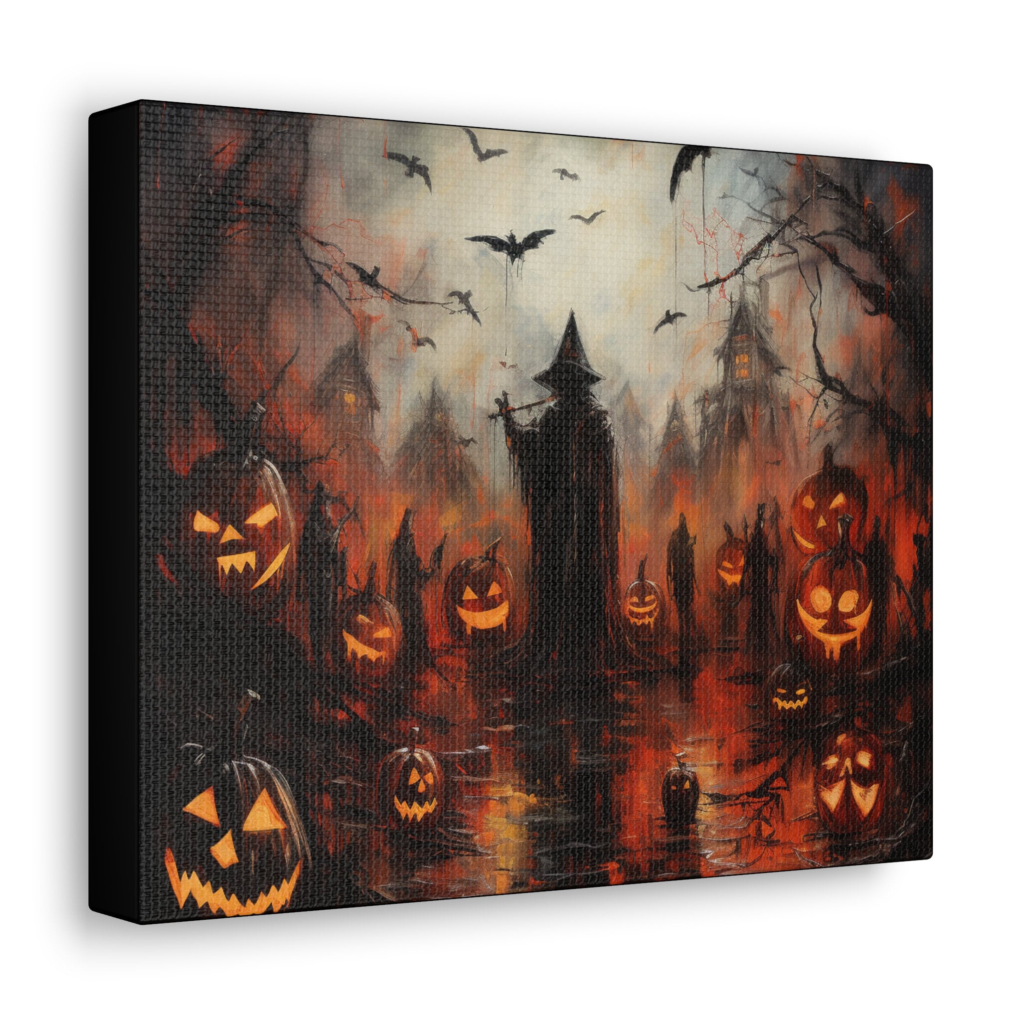 Halloween Art Canvas Spooky Wall Art Halloween Wall Art - Etsy