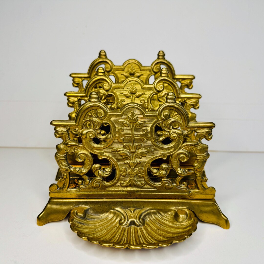 Vintage Letter Stand With Pin Dish Briefständer Messing Letter Holder ...