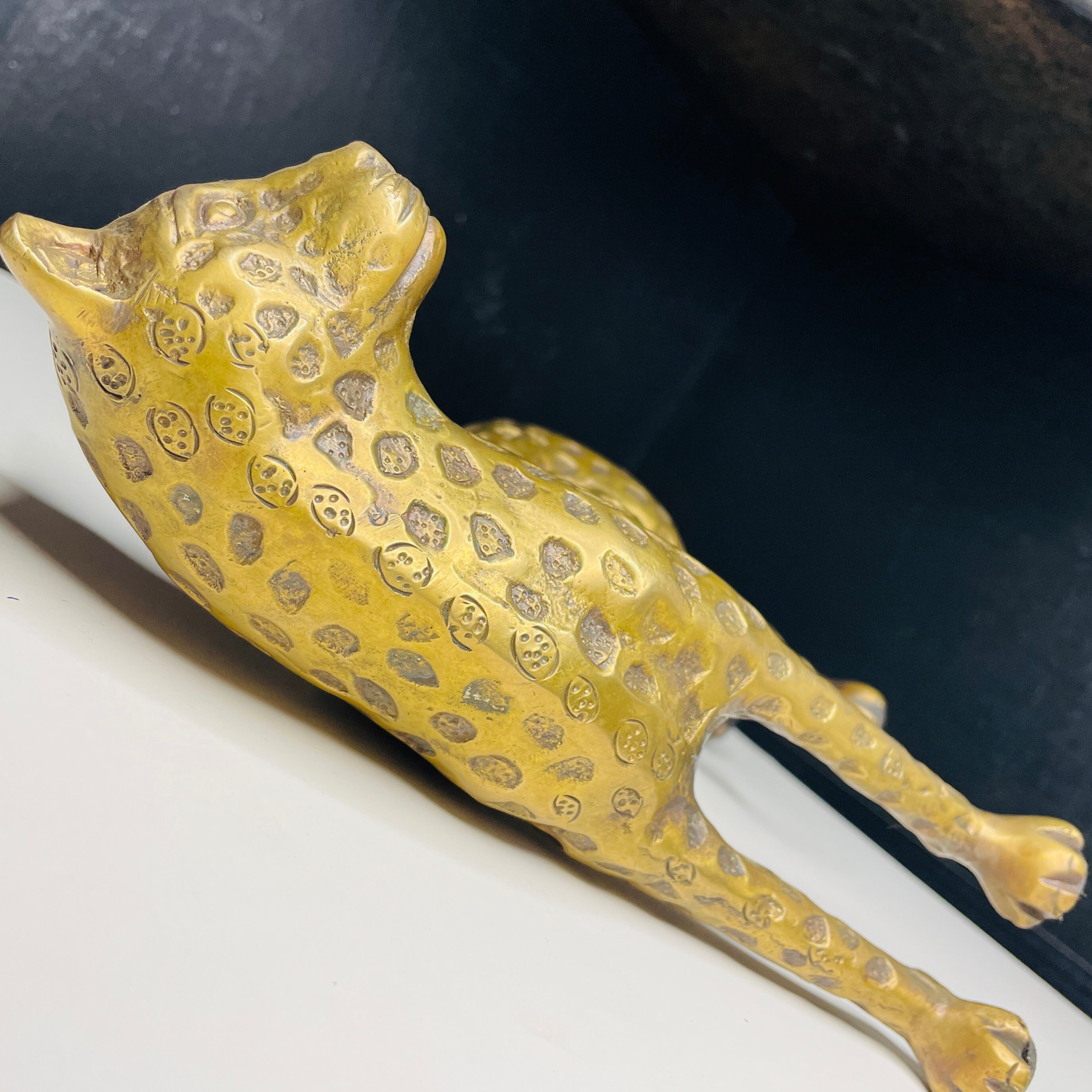 18kg Heavy Brass Copper Leopard Figurine Brass Cast Cheetah - Etsy