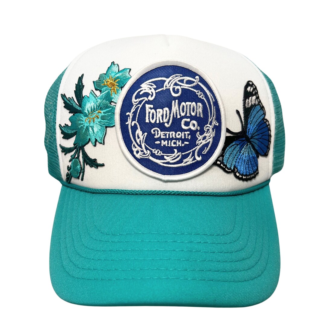 Ford Patch Trucker Hat Teal Blue Adjustable - Etsy