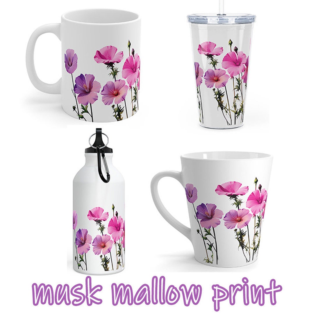 Musk Mallow PNG Digital Design for Mugs Cups Tumblers Bottles Meadow ...