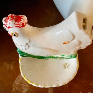 Vintage Ceramic Rooster or Hen Soap Dish, Spoon Rest , Measuring Spoon ...