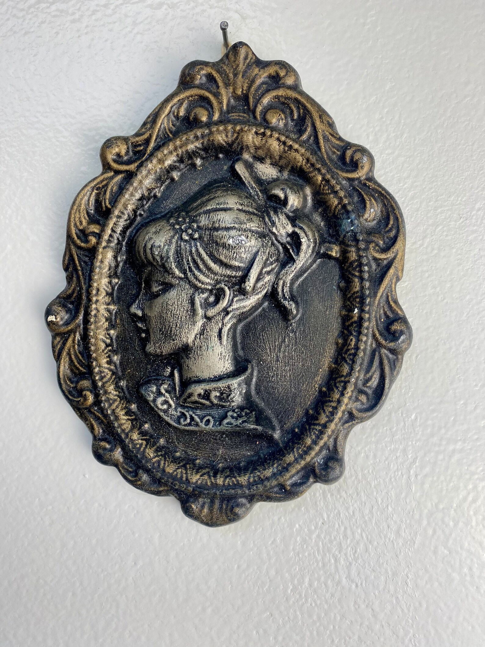 Vintage Plaster Cameo Molded Silhouette Profile of A Victorian or ...