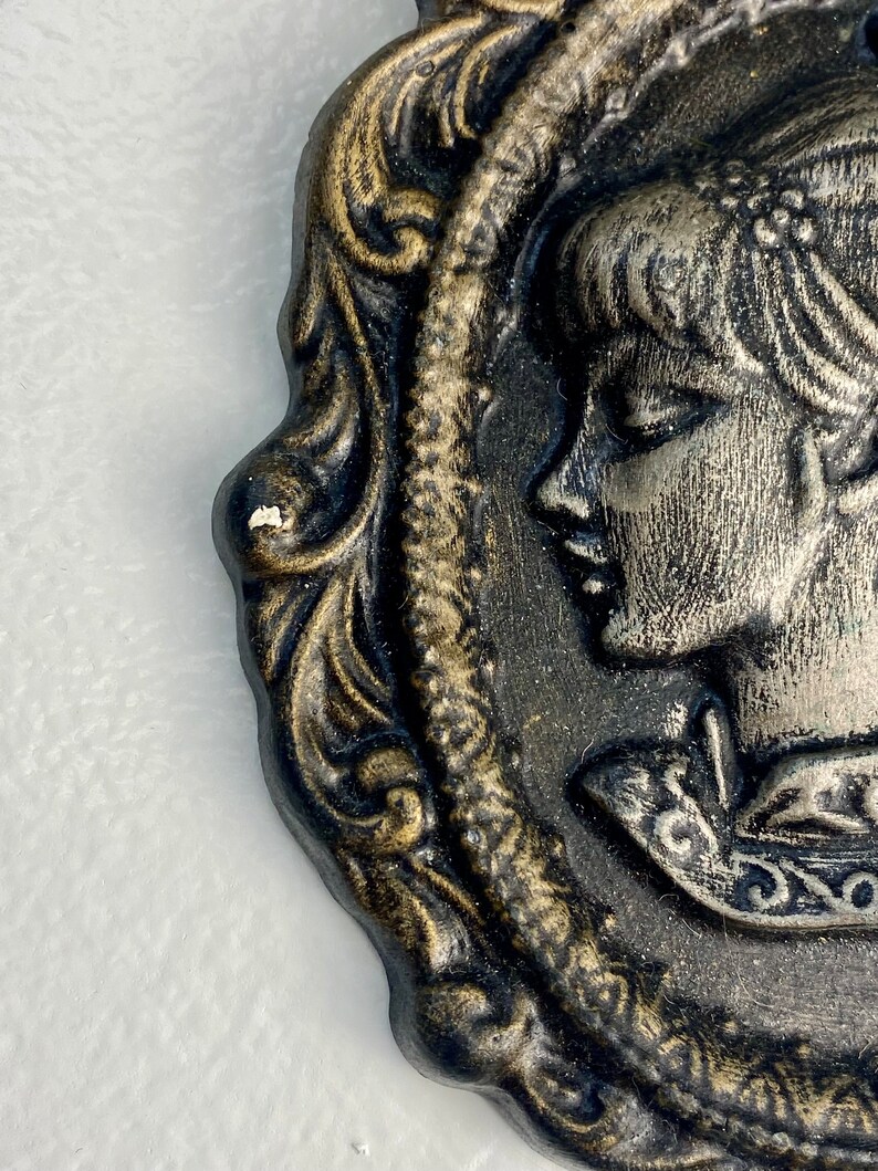 Vintage Plaster Cameo Molded Silhouette Profile of A Victorian or ...