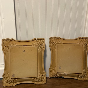 Vintage Framed Prints on Cardboard of Pretty Ladies in Gold Baroque ...