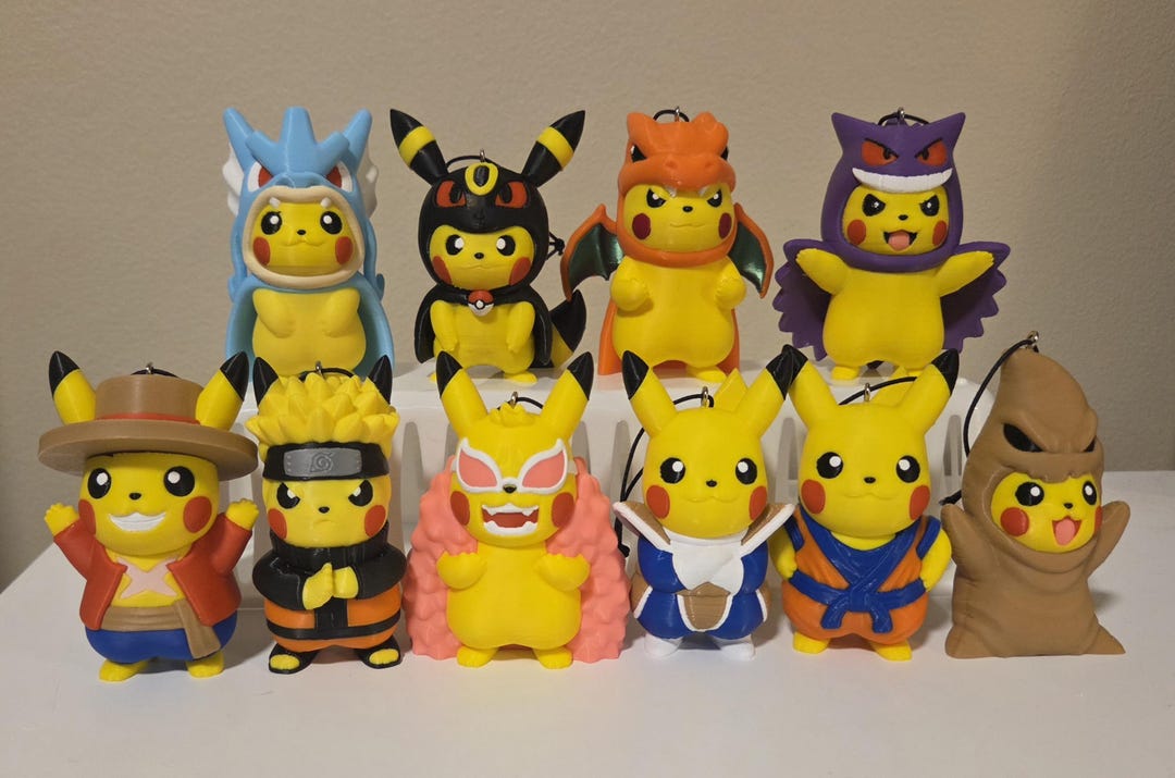 3D Printed Action Figure Keychain - Pikachu Ponchos/cosplay - Gyarados ...