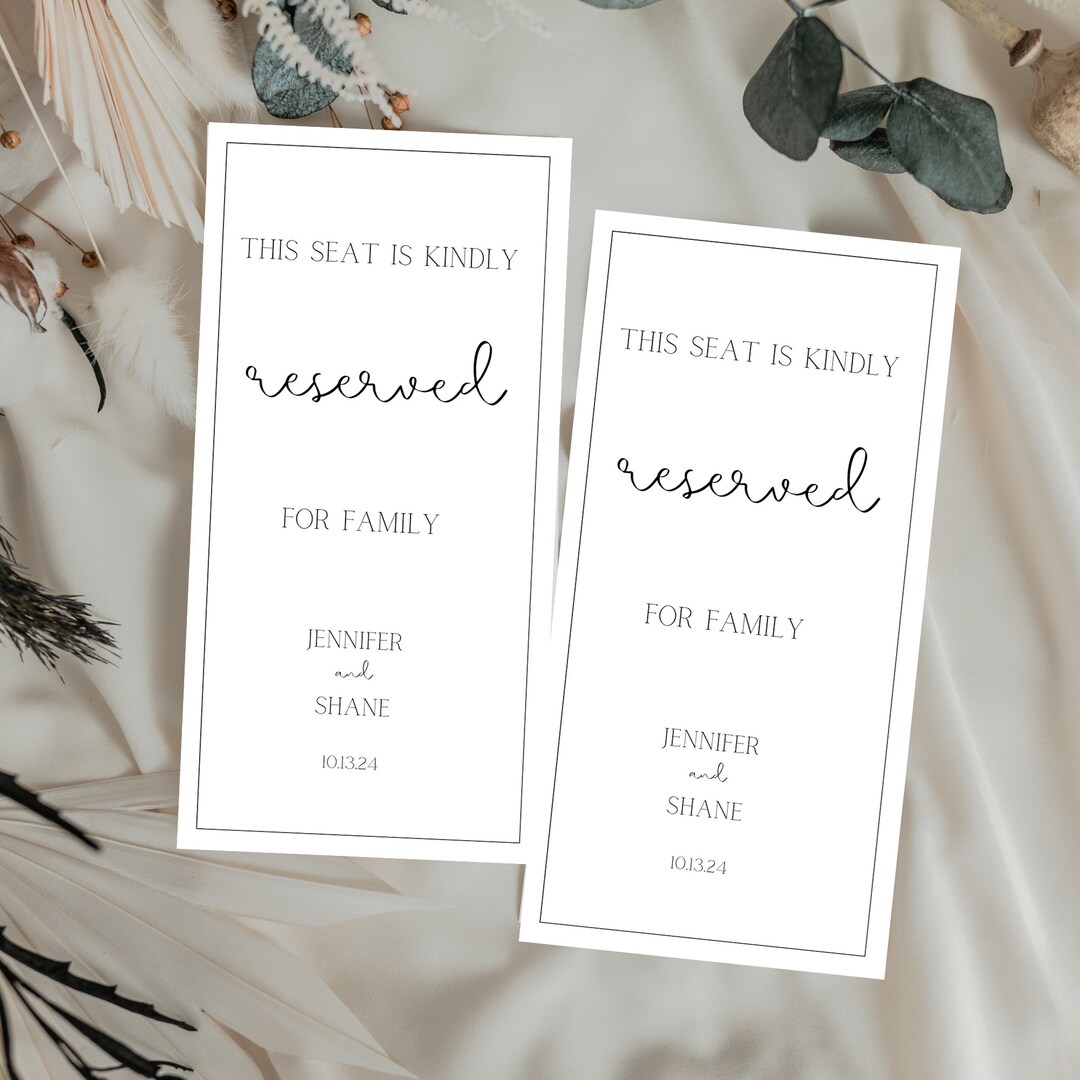 Reserved Seating Sign, Custom Wedding Sign, Editable Welcome Sign ...