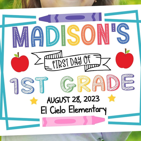 Editable First Day of School Sign, 1st Day of School Printable Sign ...