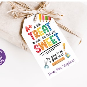 Editable Back to School Favor Tag, Back to School Treat Tag, Teacher ...