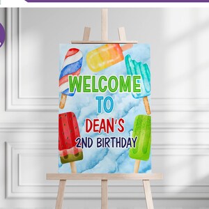 Editable Popsicle Party Welcome Sign, Popsicle Birthday Welcome Sign ...