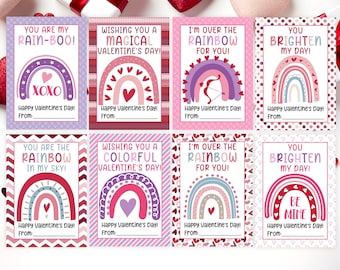 Printable Rainbow Valentine's Day Cards, Classroom Valentine's Day ...