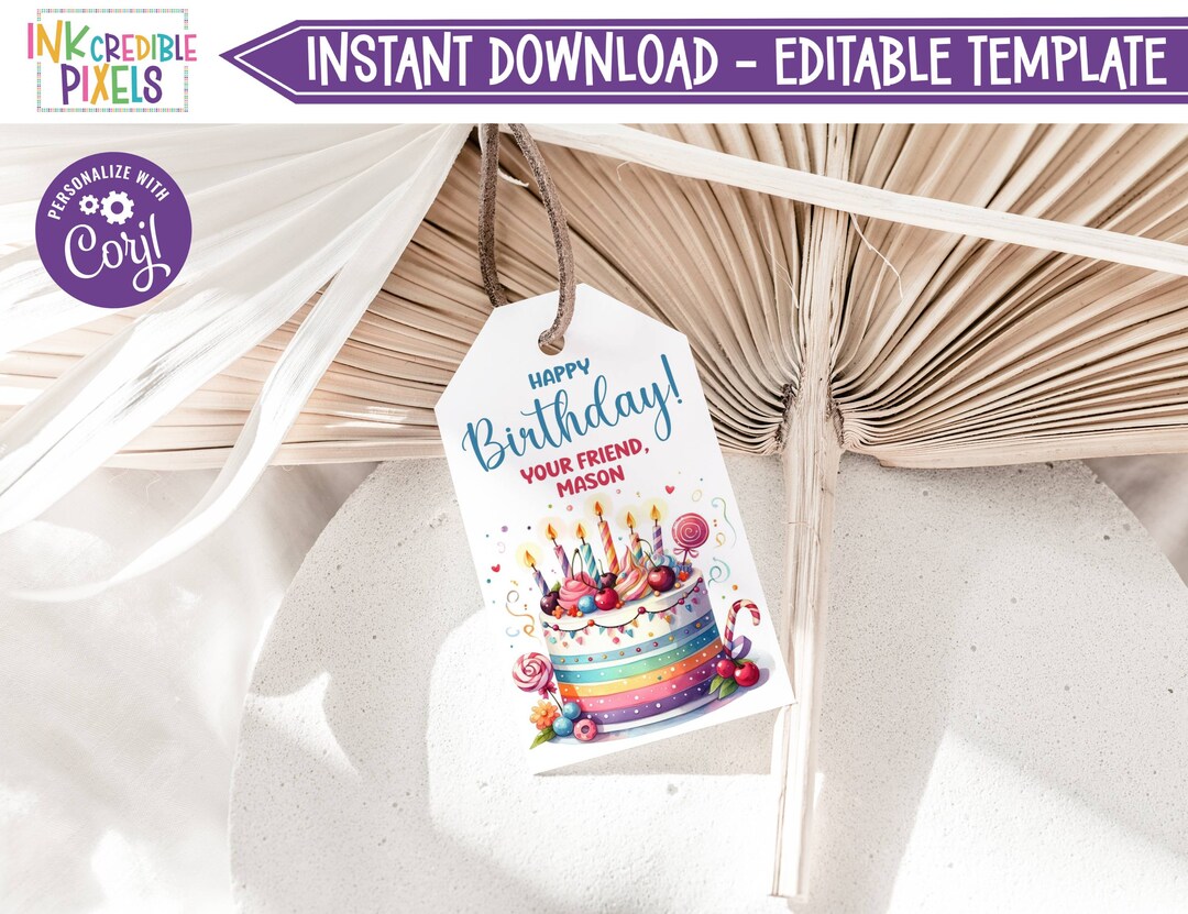 Printable Happy Birthday Tags, Happy Birthday Gift Tag, Birthday Favor ...