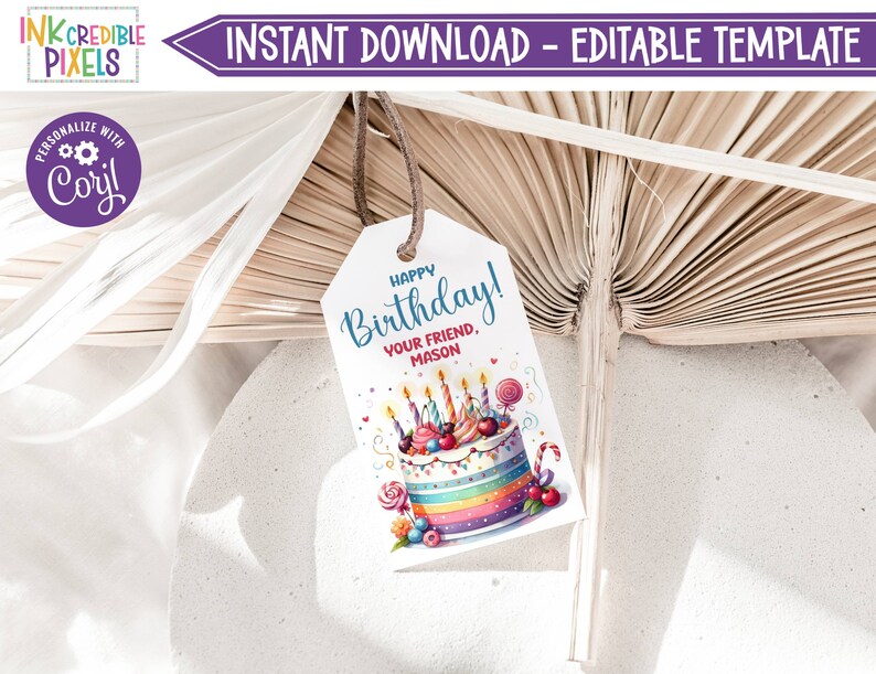 Printable Happy Birthday Tags, Happy Birthday Gift Tag, Birthday Favor ...