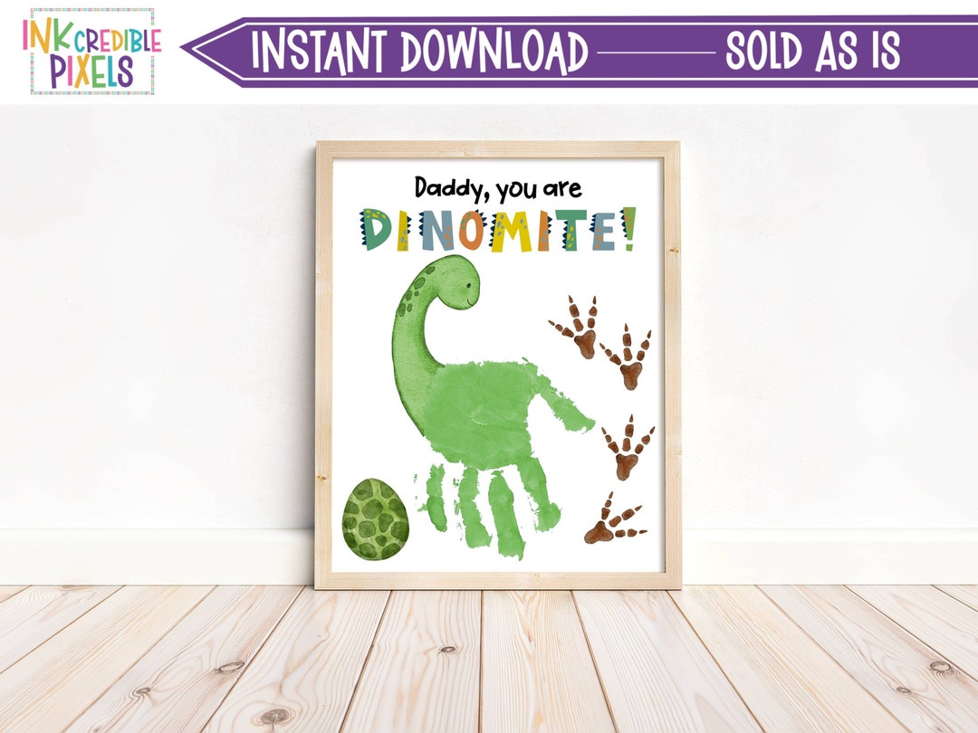 Father's Day Dinosaur Handprint Art, Father's Day Gift, Gift for Dad ...