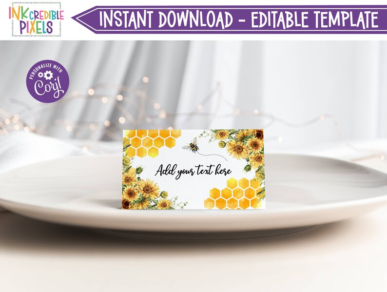 Editable Bee Birthday Food Tent Card, Bee Party Buffet Food Label, Bee ...