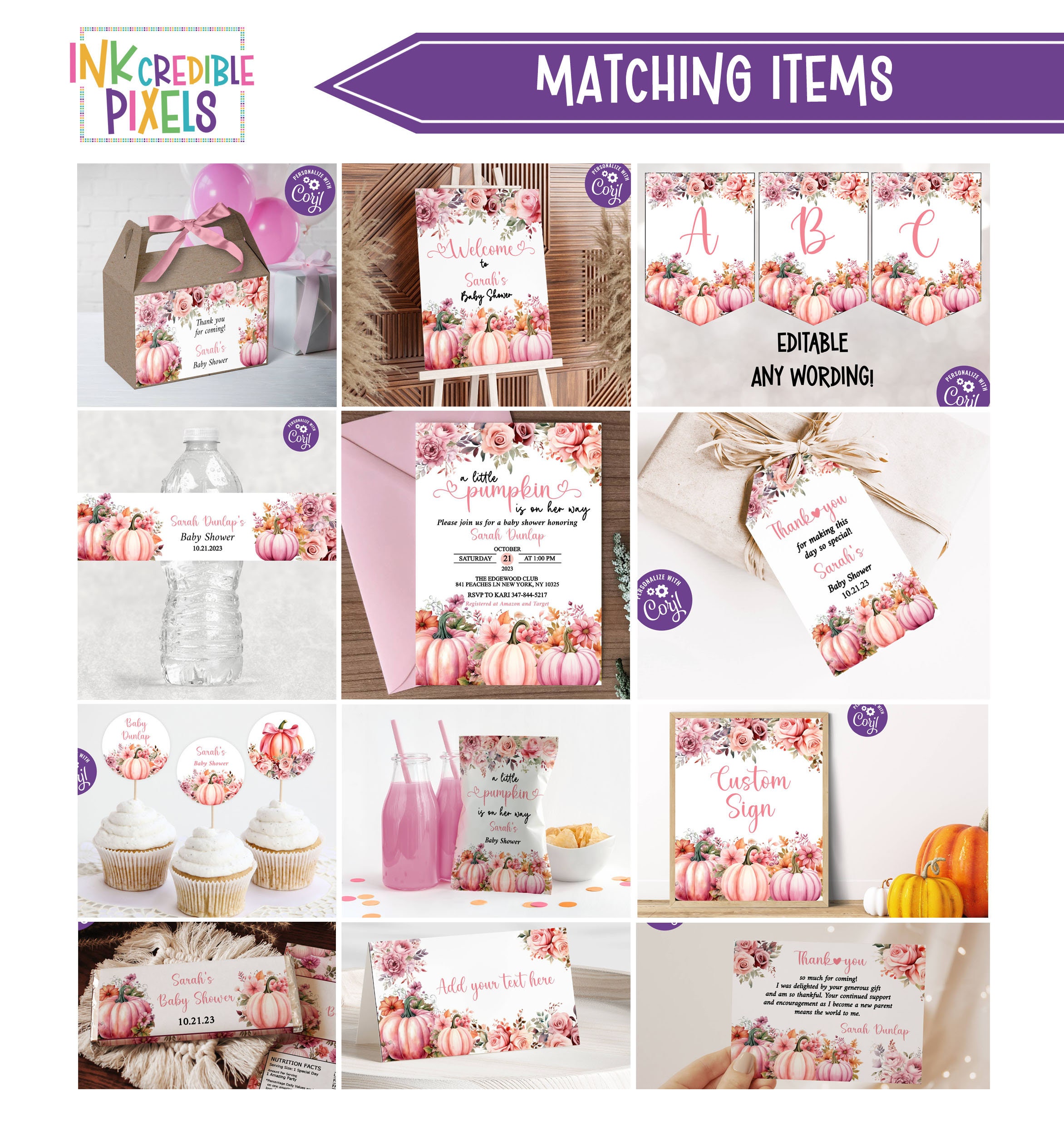 Editable Pumpkin Candy Bar Wrapper, Pumpkin Baby Shower Chocolate Bar ...