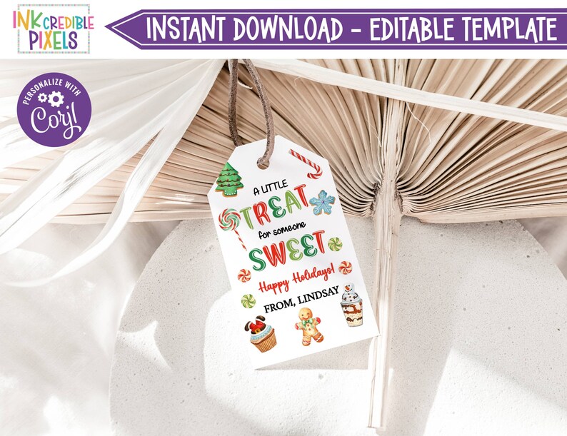 Printable A Sweet Treat for You Tag, Christmas Treat Tag, Holiday ...
