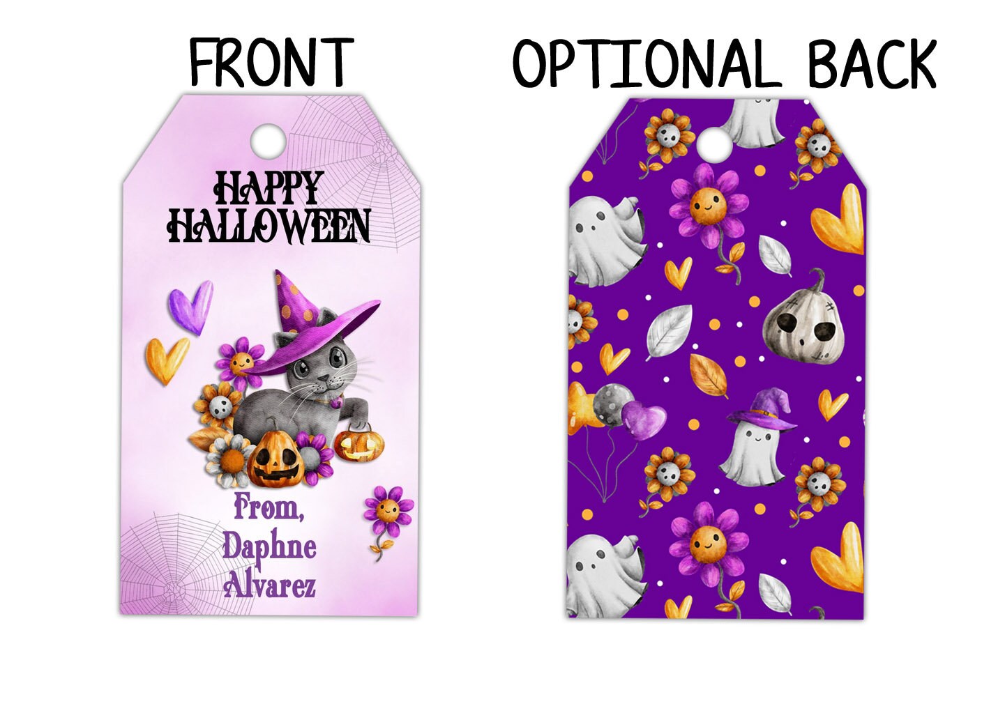 Editable Halloween Tag, Halloween Treat Tag, Halloween Cat Favor Tag ...