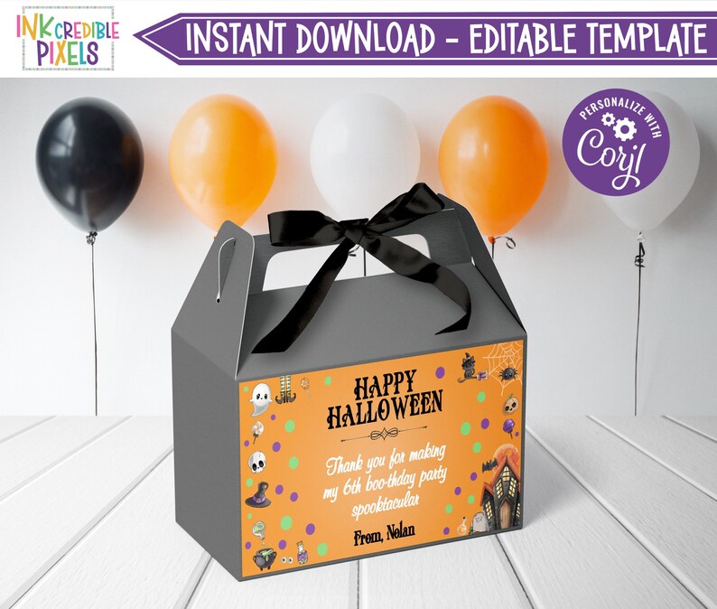 Editable Halloween Gable Box Label Halloween Gable Box Favor - Etsy