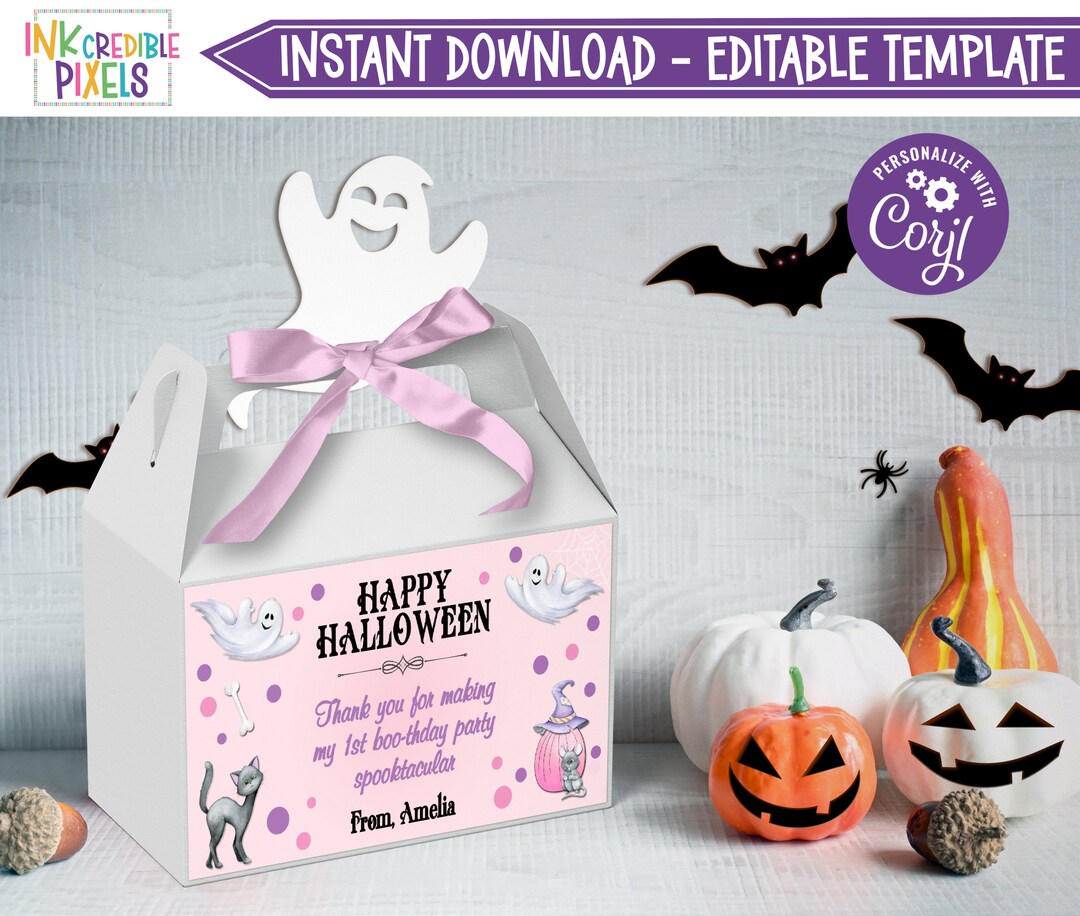 Editable Halloween Gable Box Label, Spooky One Halloween Favor Label ...