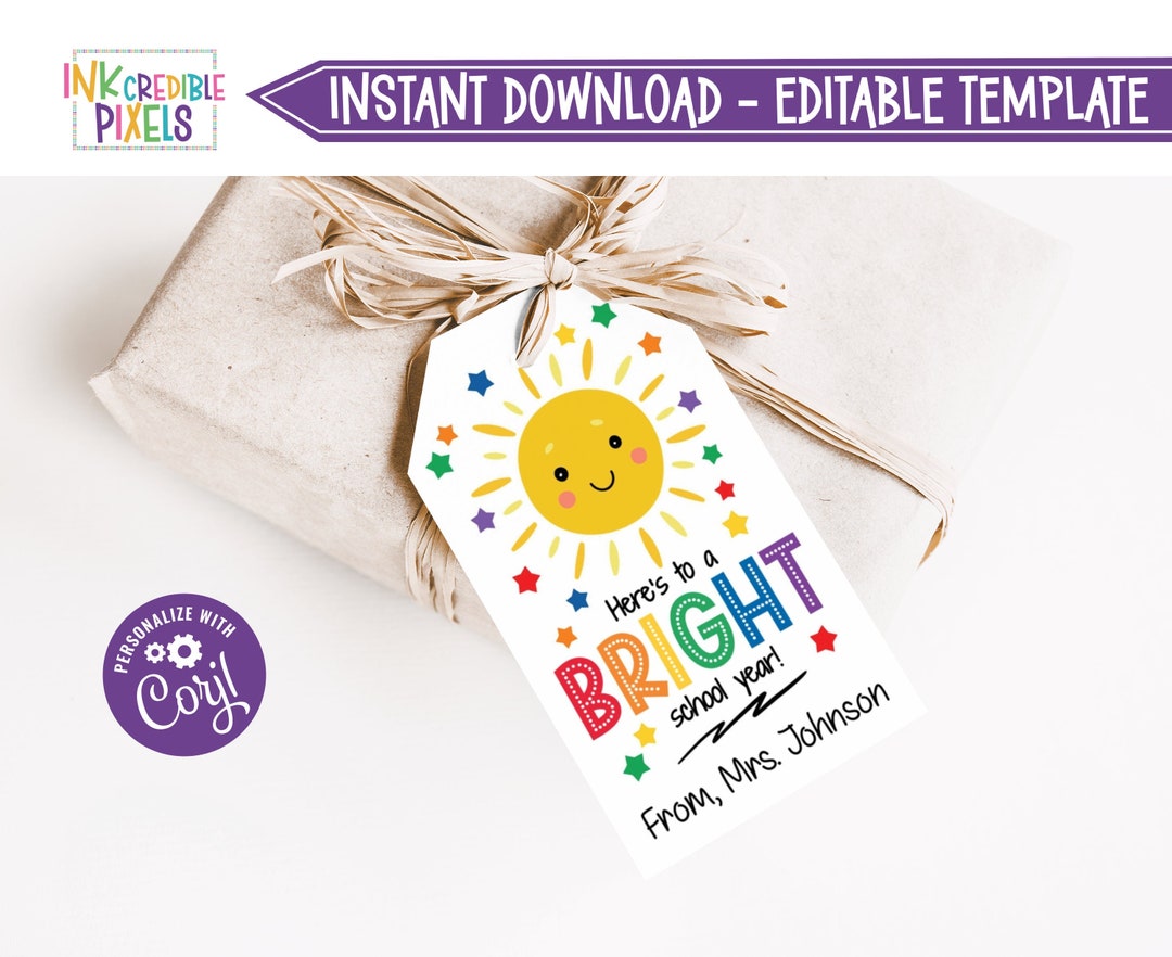 Editable Back to School Favor Tag, Back to School Treat Tag, First Day ...