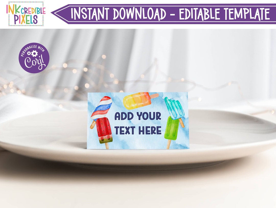 Editable Popsicle Birthday Food Tent Card, Party Buffet Food Label ...