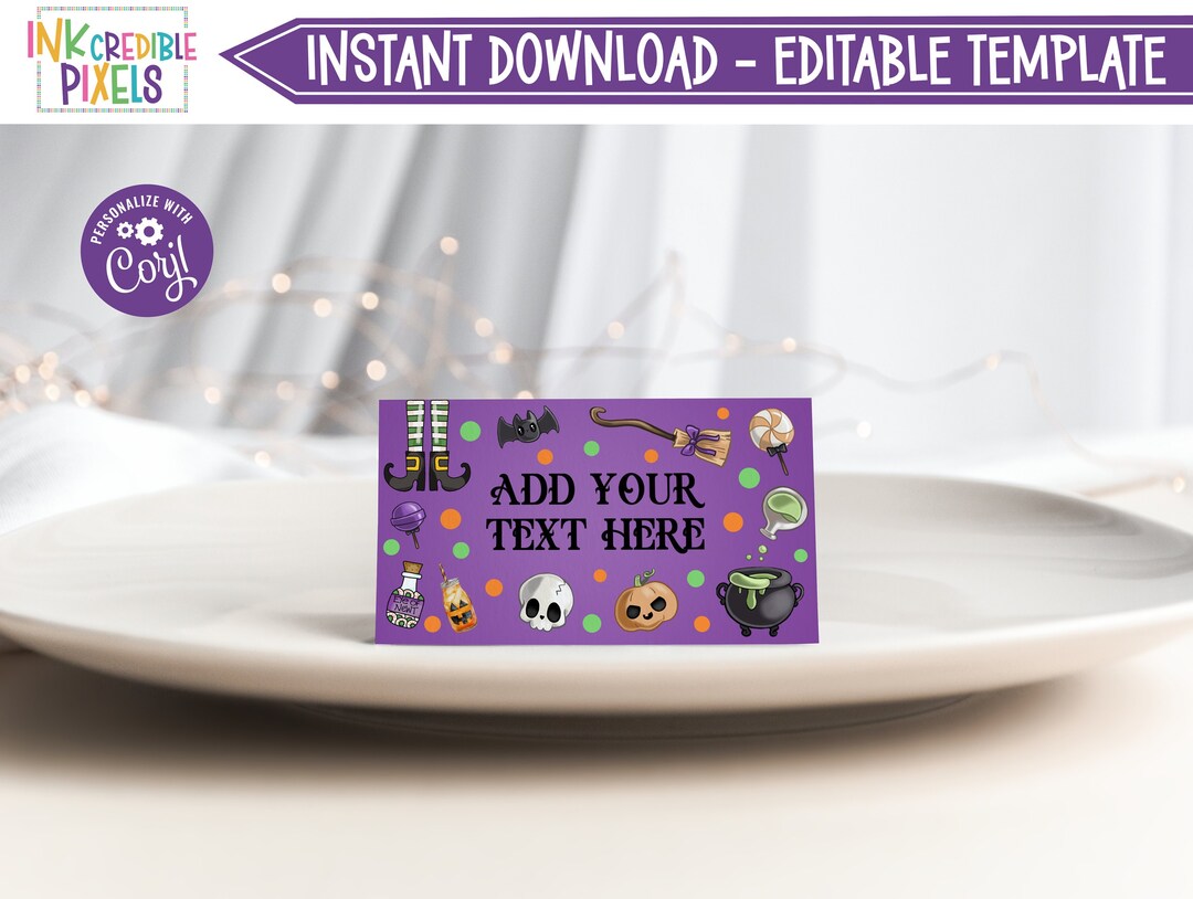 Editable Halloween Birthday Food Tent Card, Halloween Party Buffet Food ...