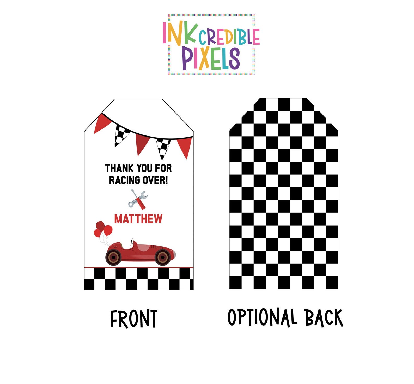 Printable Two Fast Birthday Party Favor Tag, Race Car Favor Tag ...