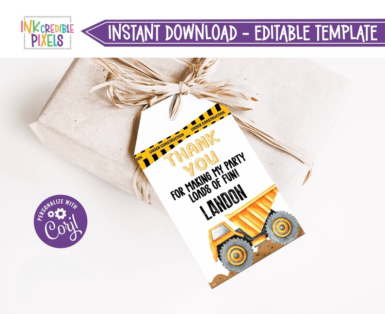 Printable Construction Party Favor Tag Construction Favor - Etsy