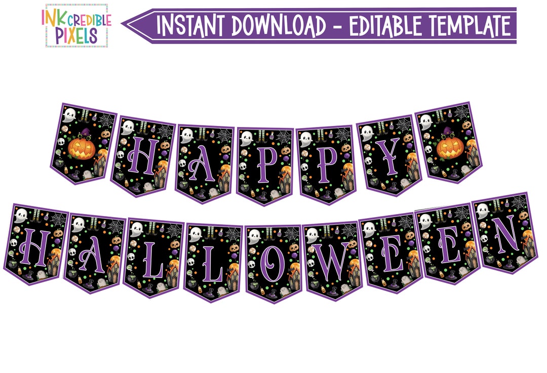 Editable Happy Halloween Banner, Happy Halloween Bunting, Halloween ...