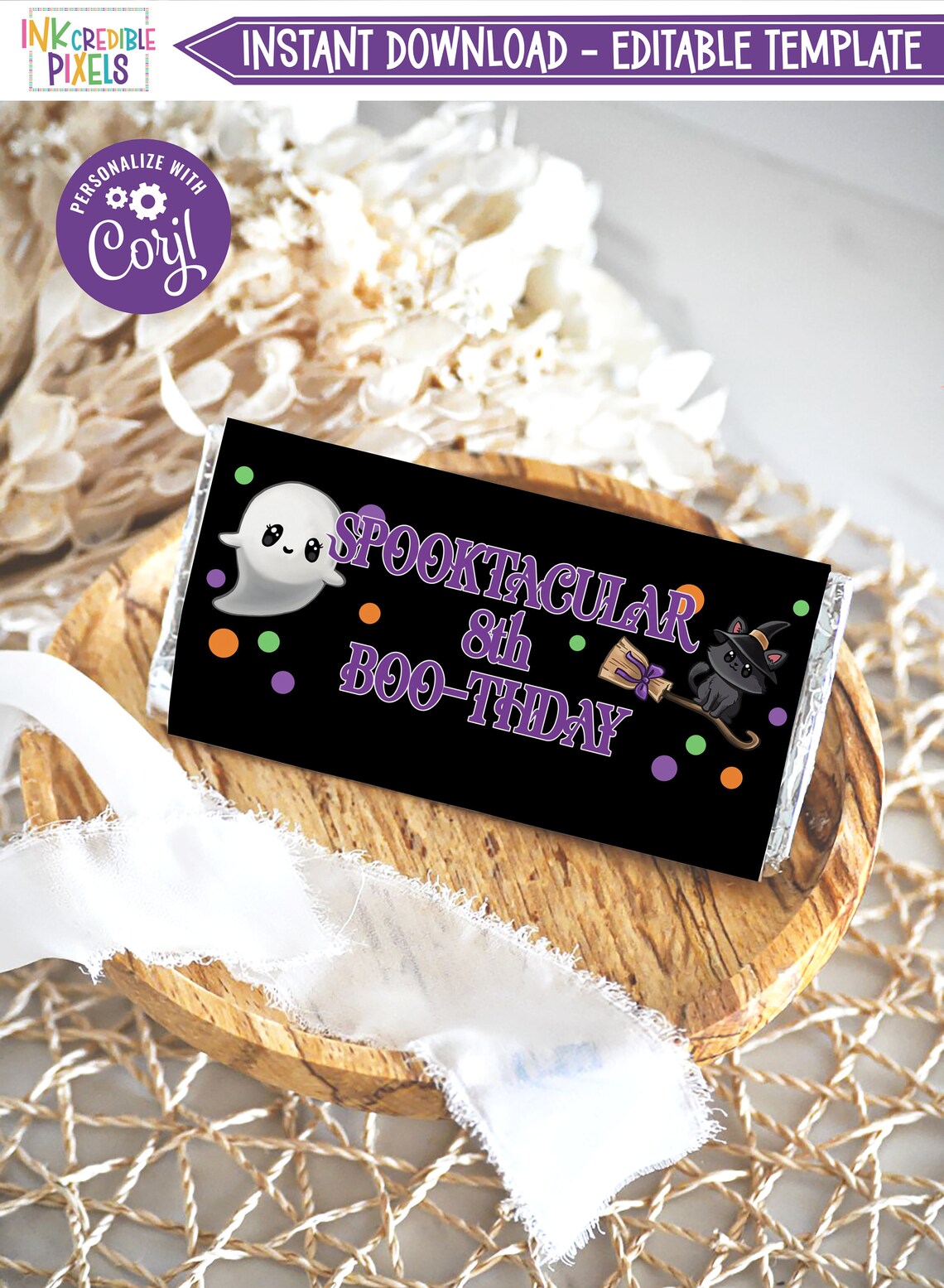 Editable Halloween Candy Bar Wrapper, Chocolate Bar Wrapper, Candy Bar ...
