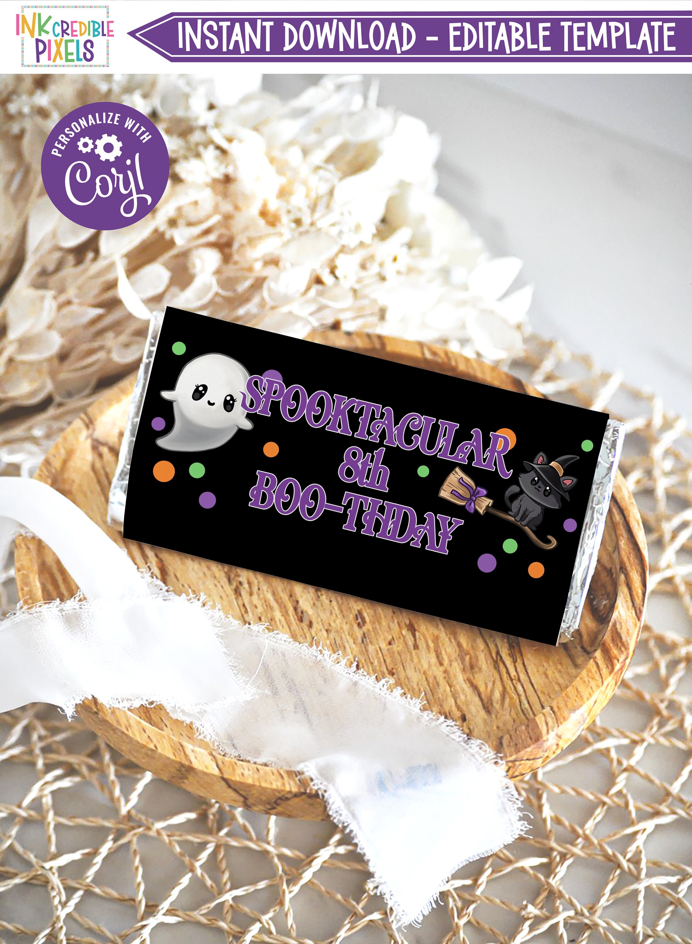 Editable Halloween Candy Bar Wrapper, Chocolate Bar Wrapper, Candy Bar ...