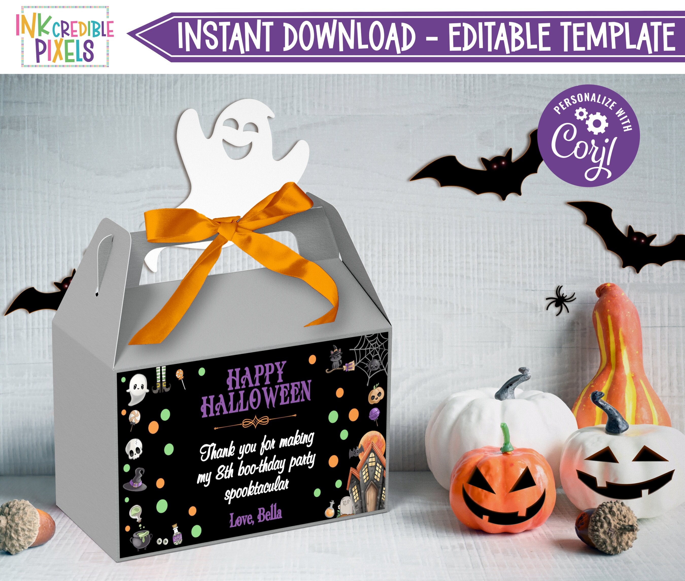 Editable Halloween Gable Box Label, Halloween Gable Box Favor Label ...