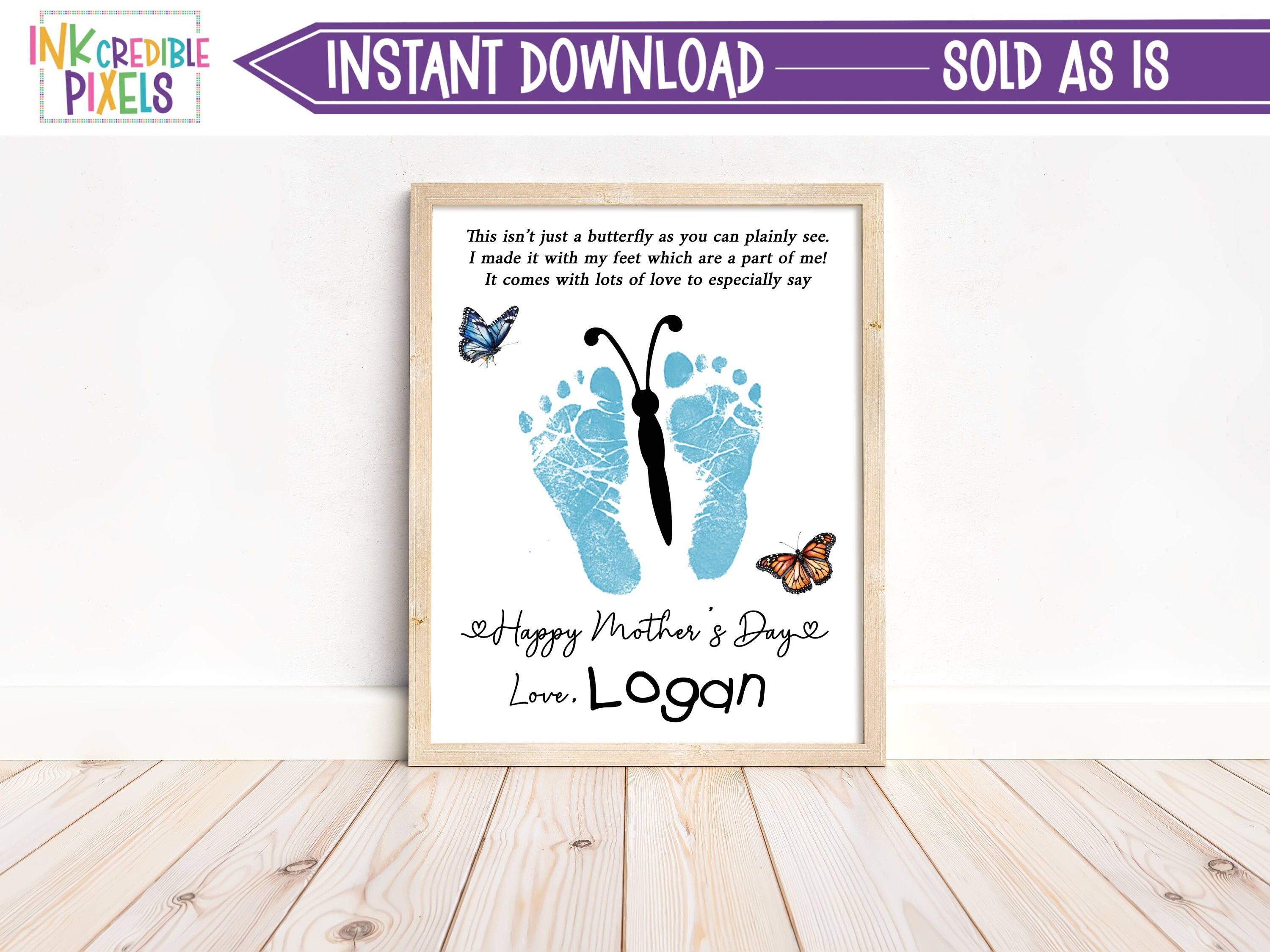 Mother's Day Footprint Butterfly Art, Mother's Day Gift, Gift for Mom ...