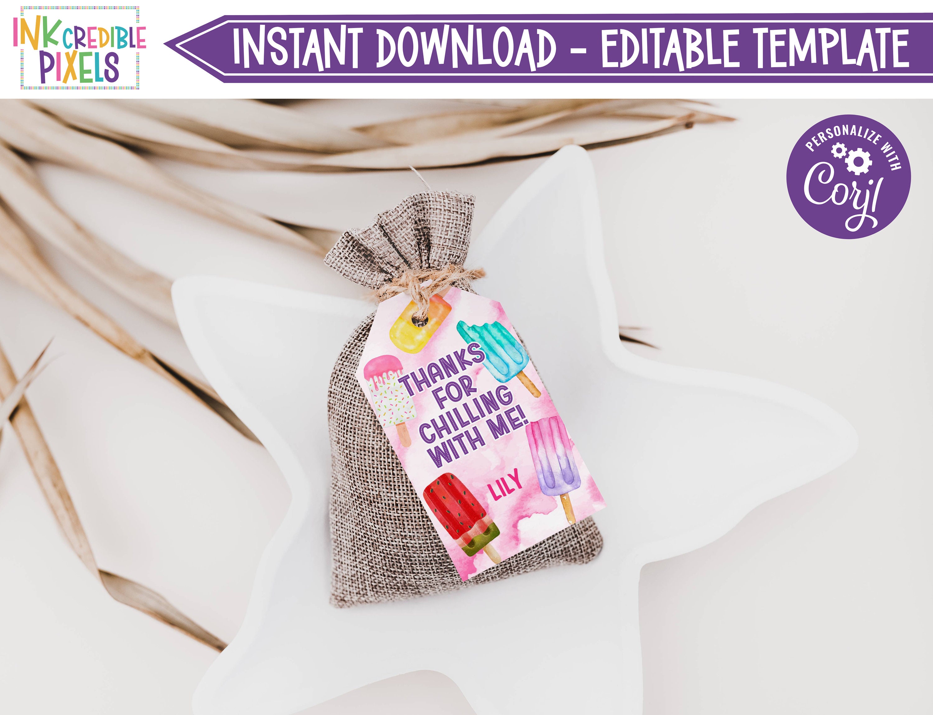 Editable Popsicle Party Favor Tag Popsicle Birthday Favor - Etsy