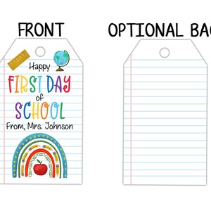 Editable Back to School Favor Tag, Back to School Treat Tag, First Day ...