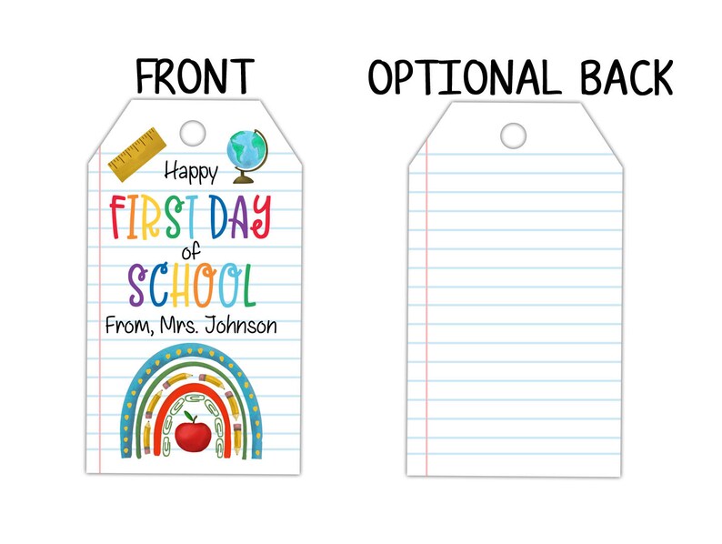 Editable Back to School Favor Tag, Back to School Treat Tag, First Day ...