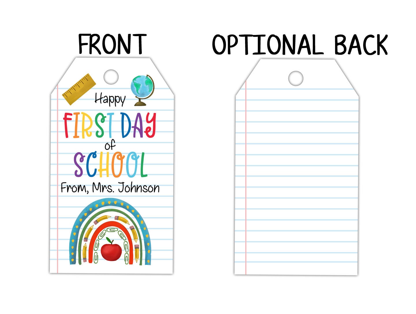 Editable Back to School Favor Tag, Back to School Treat Tag, First Day ...