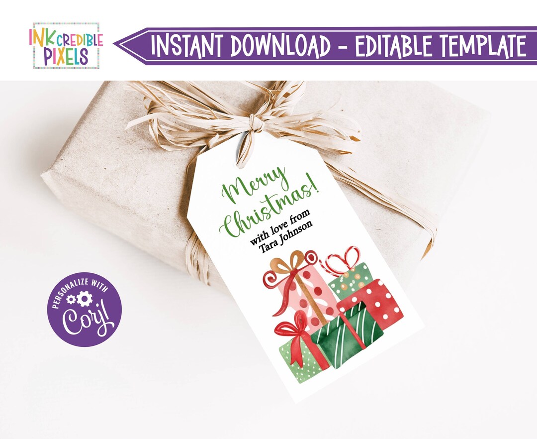 Printable Christmas Gifts Tag, Red, Green, Pink Christmas Gift Tag ...