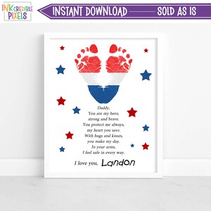 You Are My Hero Father's Day Handprint Art, Military, Soldier Gift ...