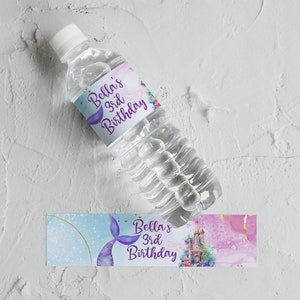 Editable Mermaid Water Bottle Label, Water Bottle Label, Mermaid Label ...
