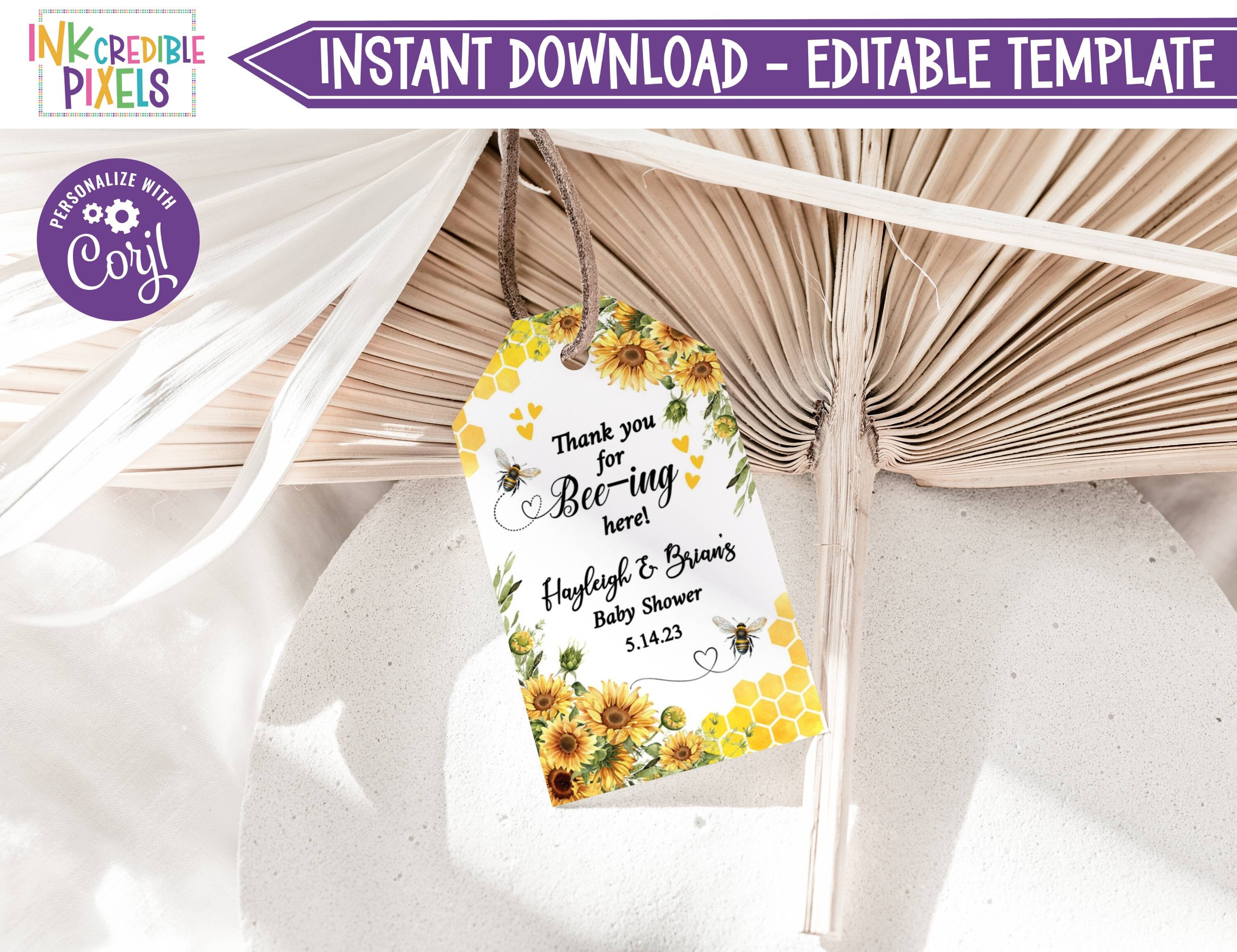 Editable Bee Party Favor Tag Bee Baby Shower Thank You Tag - Etsy