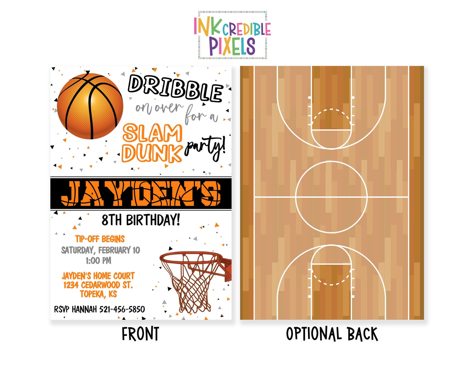 Printable Basketball Invitation, Basketball Birthday Invitation ...