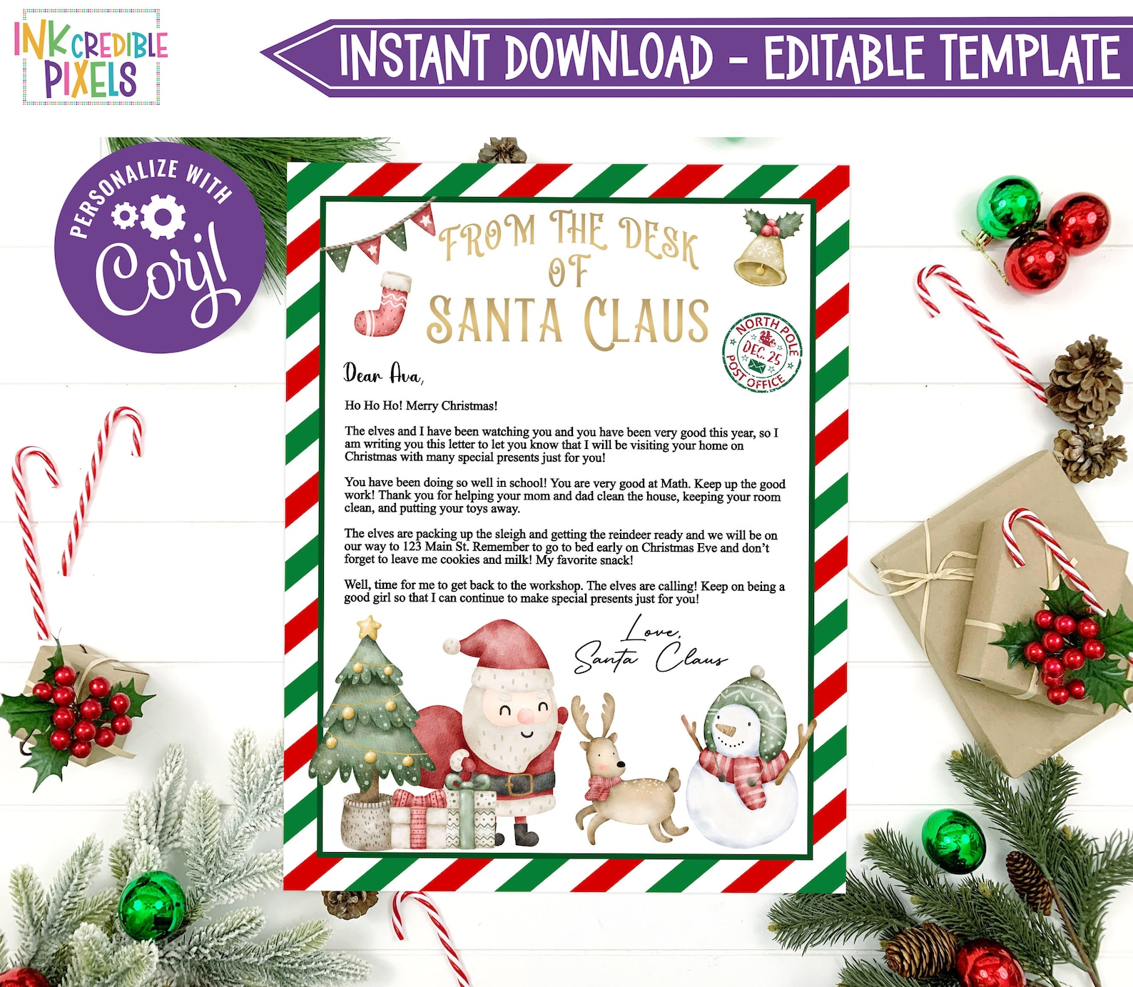 Editable Letter From Santa, Official Letter From Santa Claus, Greeting ...