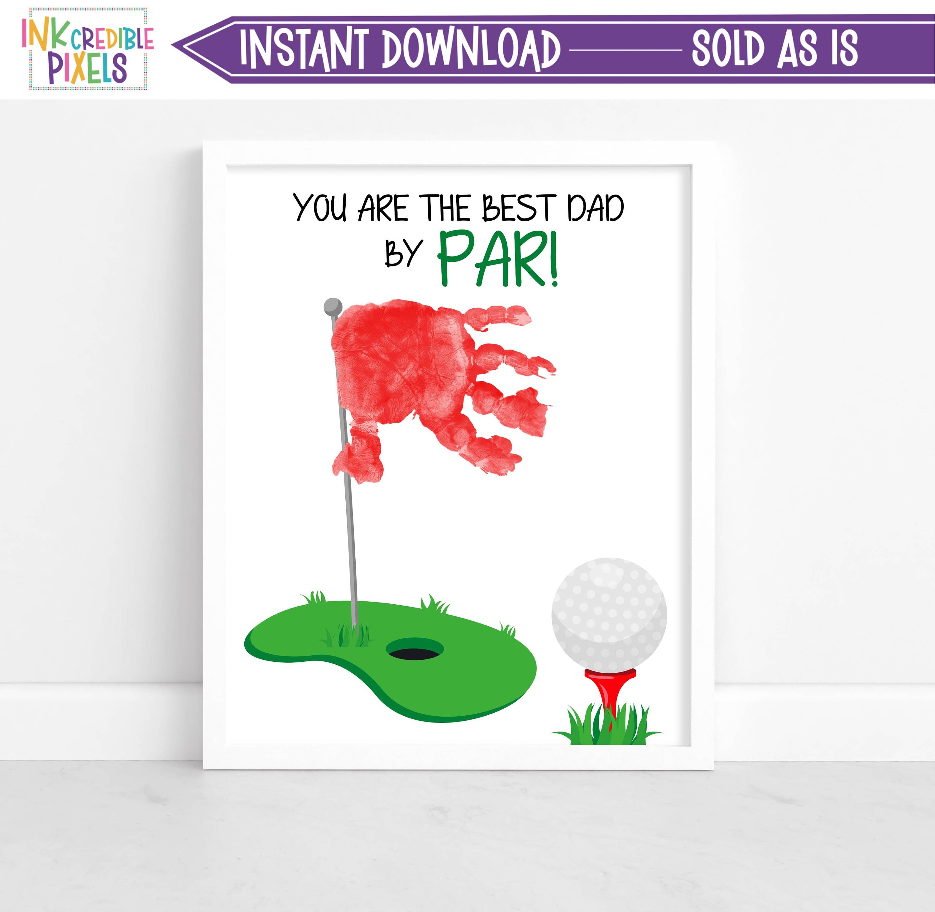 Father's Day Golf Handprint Art, Father's Day Gift, Gift for Dad ...