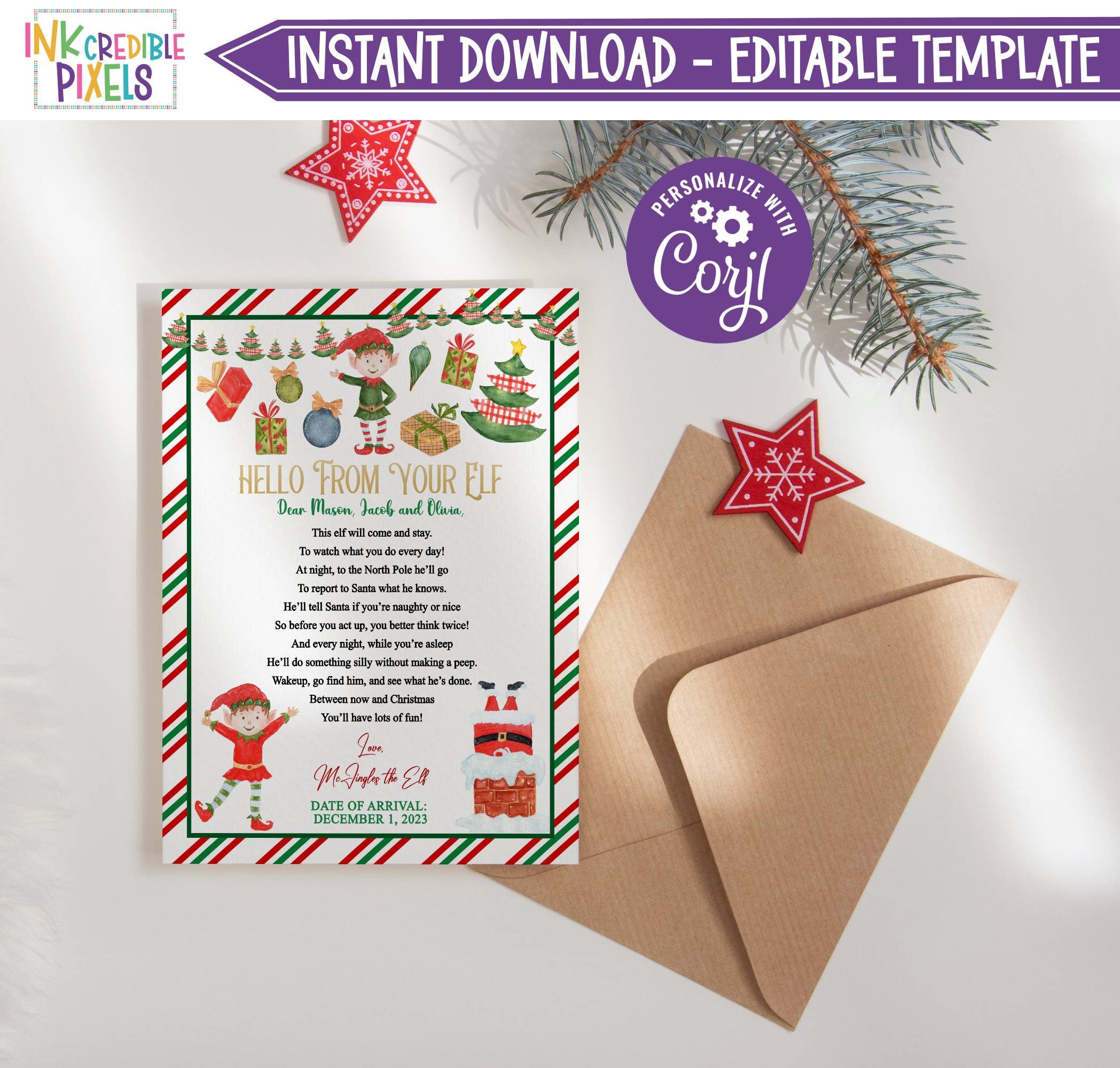 Printable Elf Letter, Letter From Elf, Printable Elf First Arrival ...