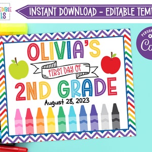 Editable First Day of School Sign, 1st Day of School Printable Sign ...