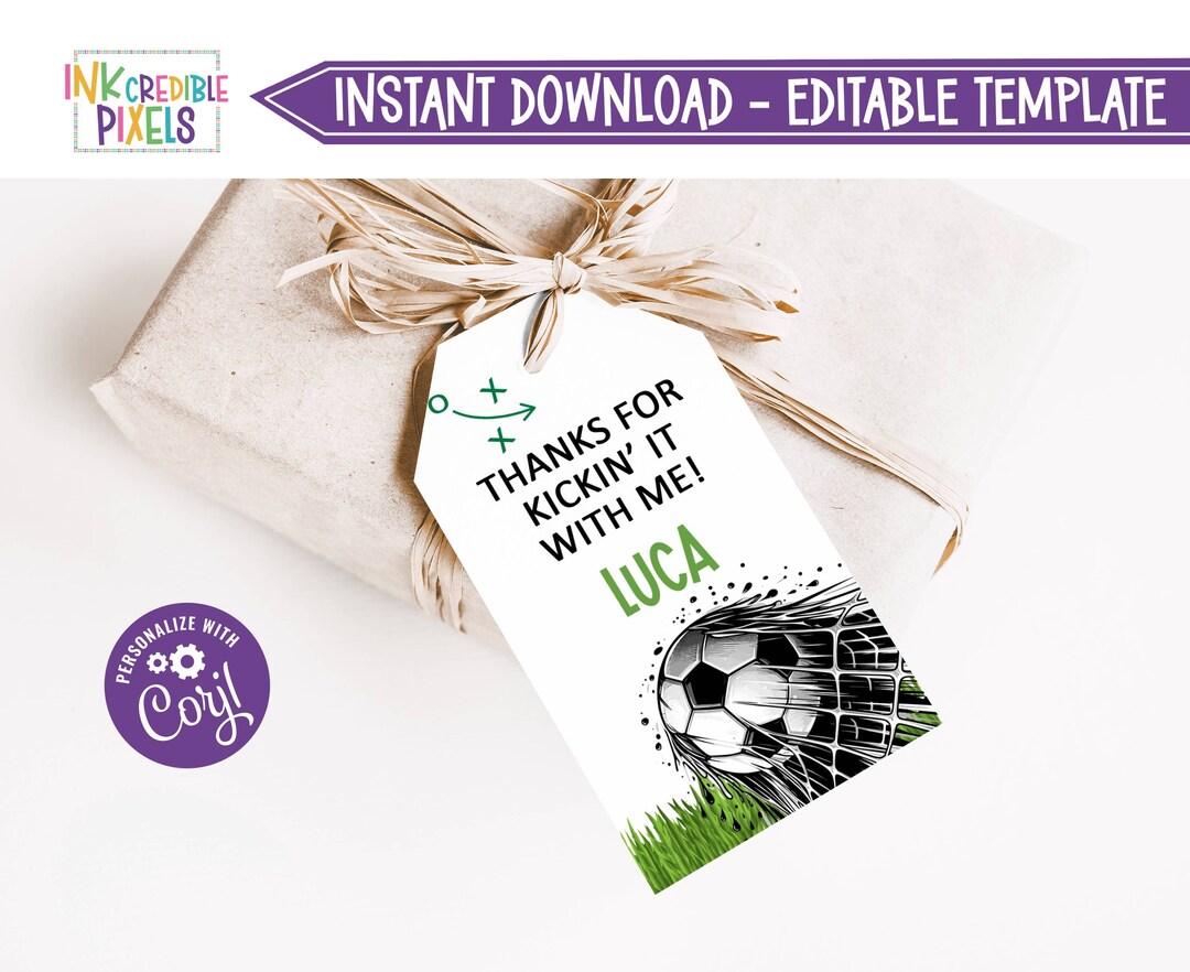 Printable Soccer Birthday Party Favor Tag, Soccer Favor Tag, Football ...